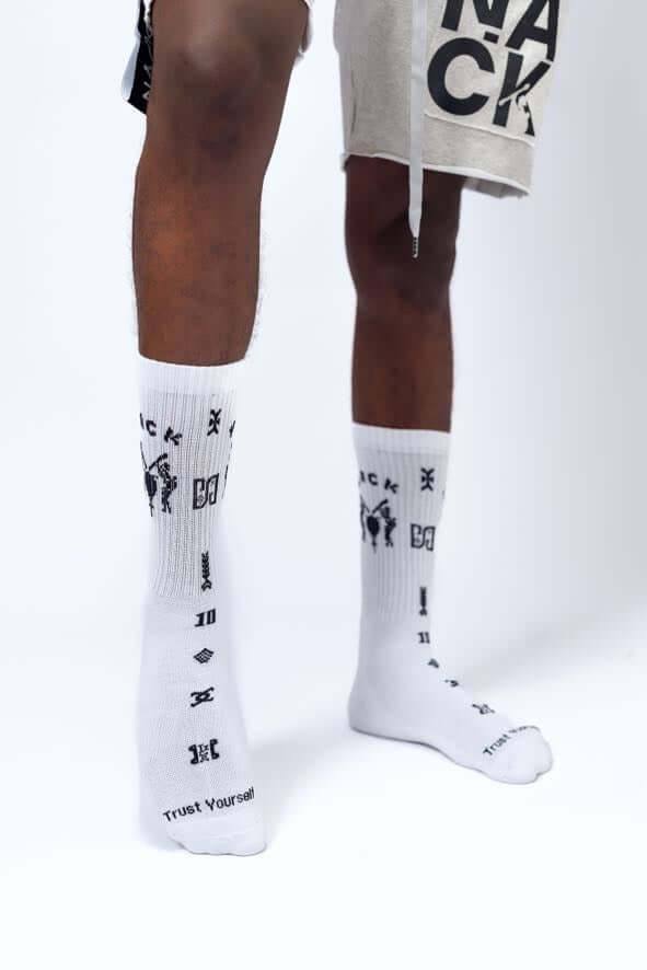 NACK Logo Socks in White | NACK Apparel